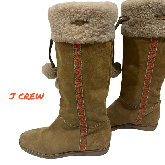 J. Crew | Shoes | J Crew Tall Suede Riding Boots Shearling Lined Ln Euc ...